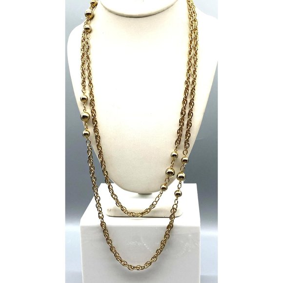 Jewelry | Vintage Double Strand Chain Necklace With Polished Triple ...